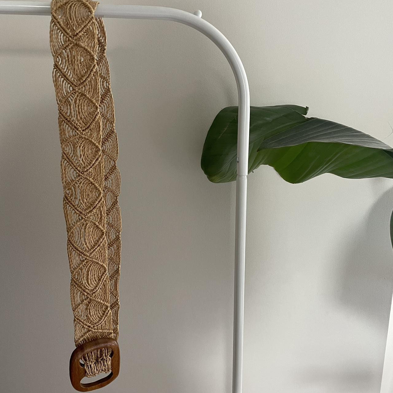 Woven rattan belt with wooden buckle No size but... | Depop