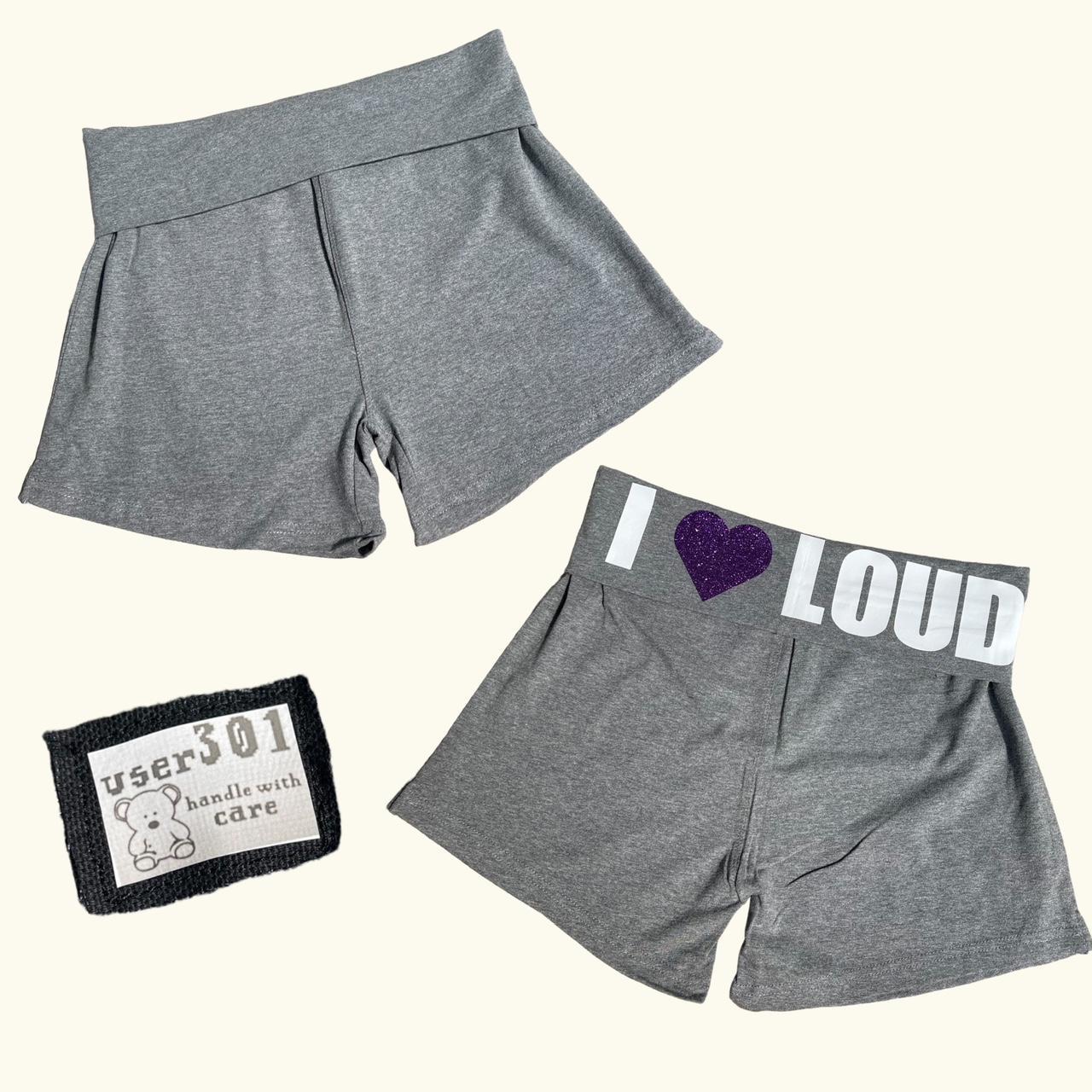 i heart loud fold over yoga shorts printed by mee