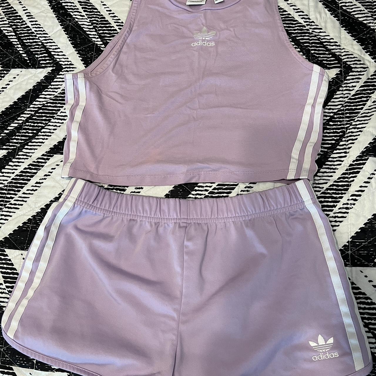 Lavender adidas set Top size M Shorts size M $25... - Depop