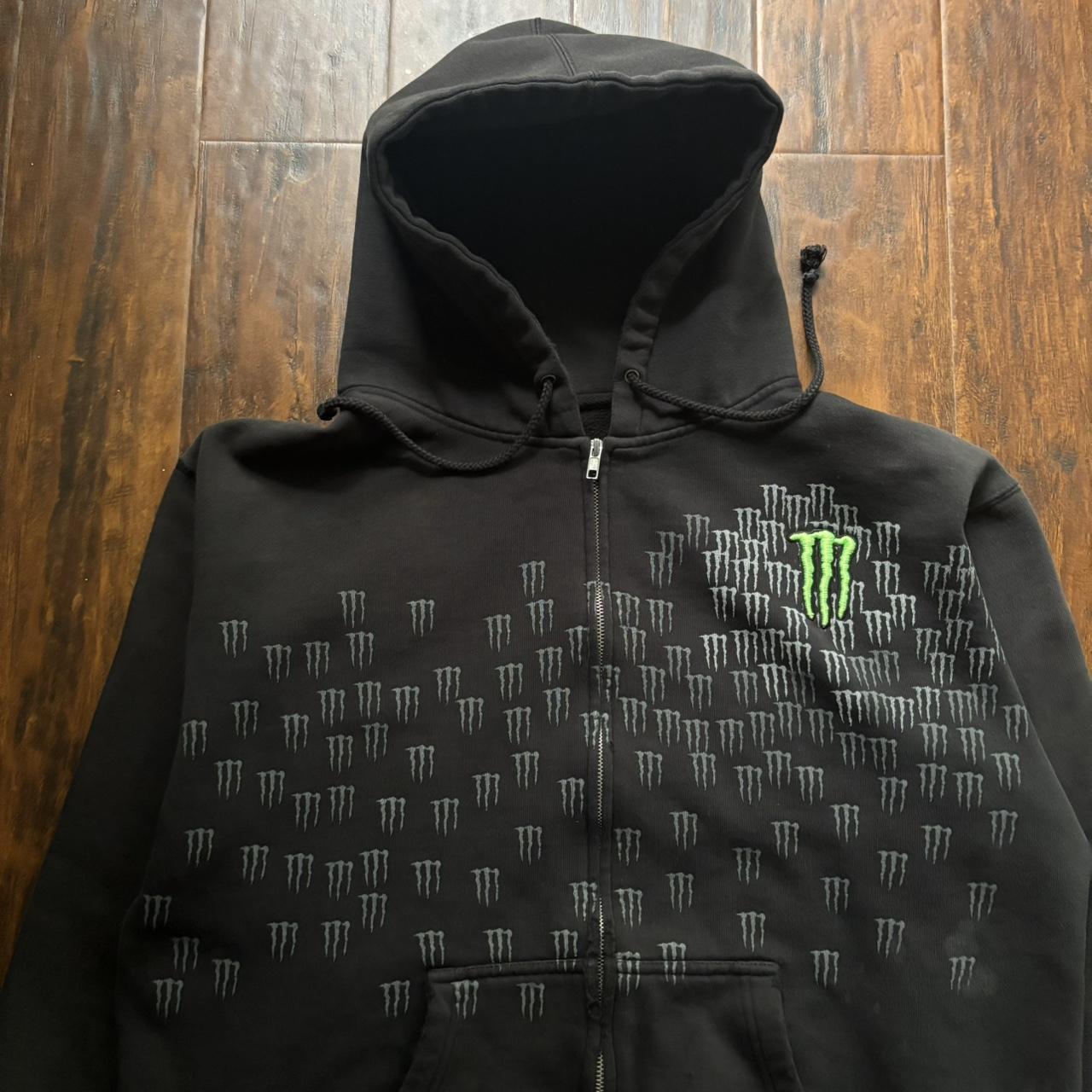 y2k monster energy zip up hoodie. y2k cyber grunge... | Depop