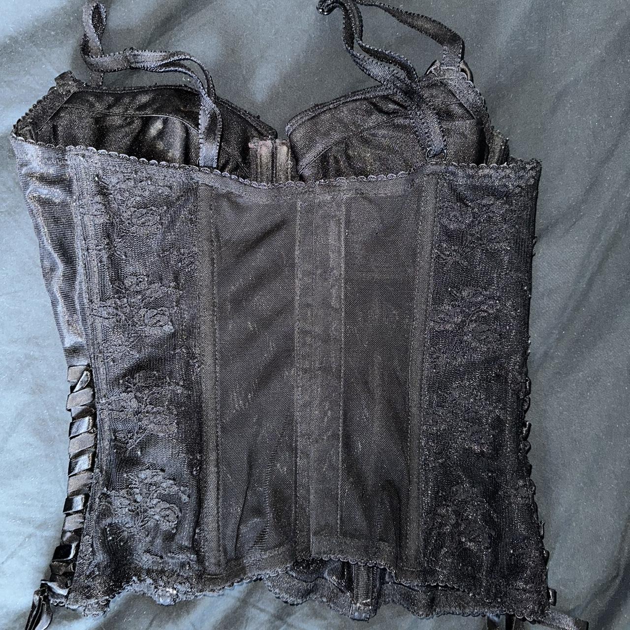 Black Corset with bow details and adjustable back So... - Depop