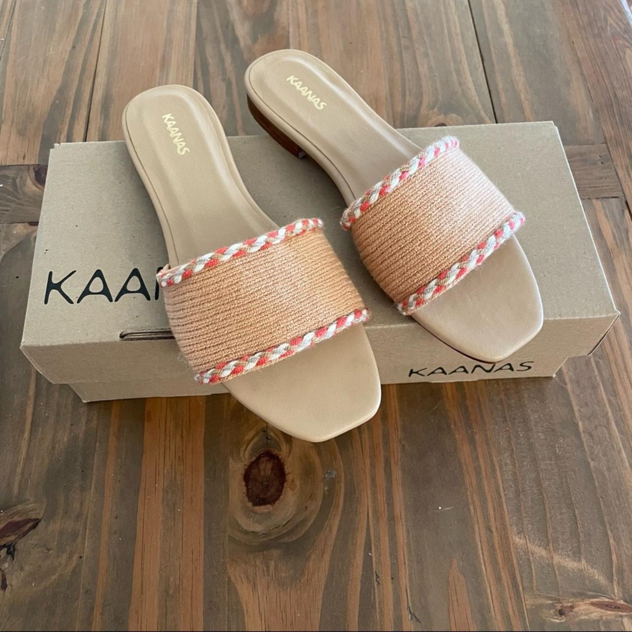 Kaanas Jamaica Handwoven Camel Flat Sandals... - Depop