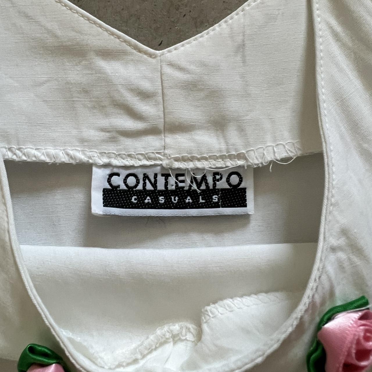 vintage contempo casuals white tank with pink dainty... - Depop