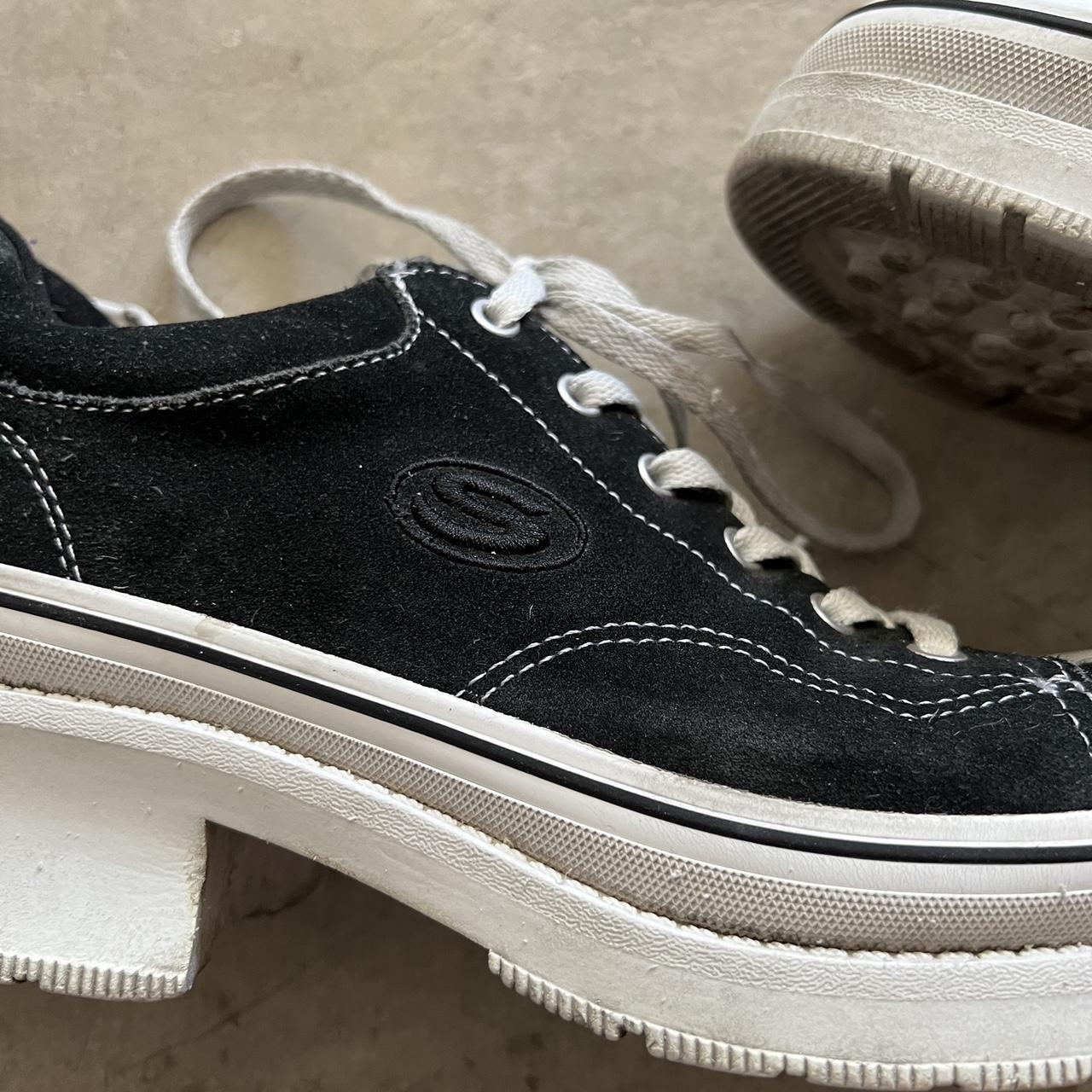 90s sketchers sneaker heels in a black & white... - Depop