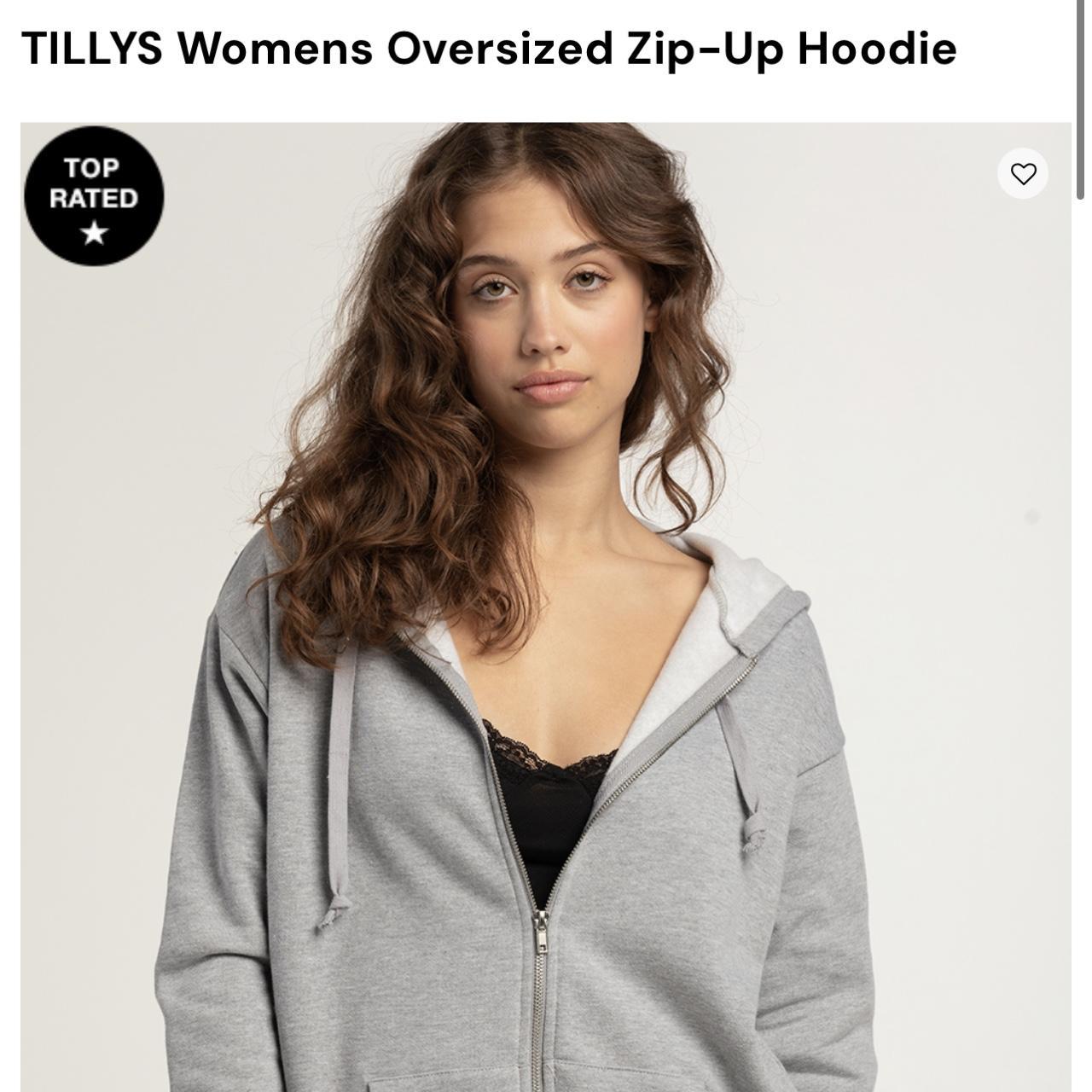 TILLYS Womens Oversized Zip-Up Hoodie in Heather... - Depop