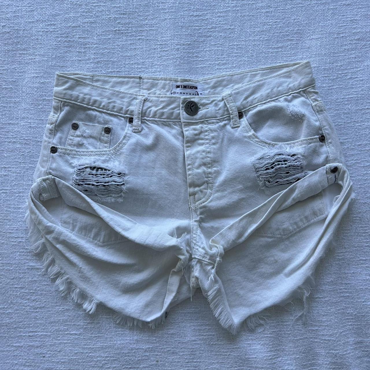 ONE TEASPOON WHITE BANDITS SHORT SIZE 23 - Depop