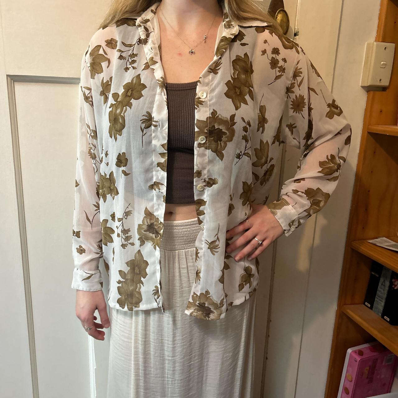 stunning vintage sheer button up - Depop