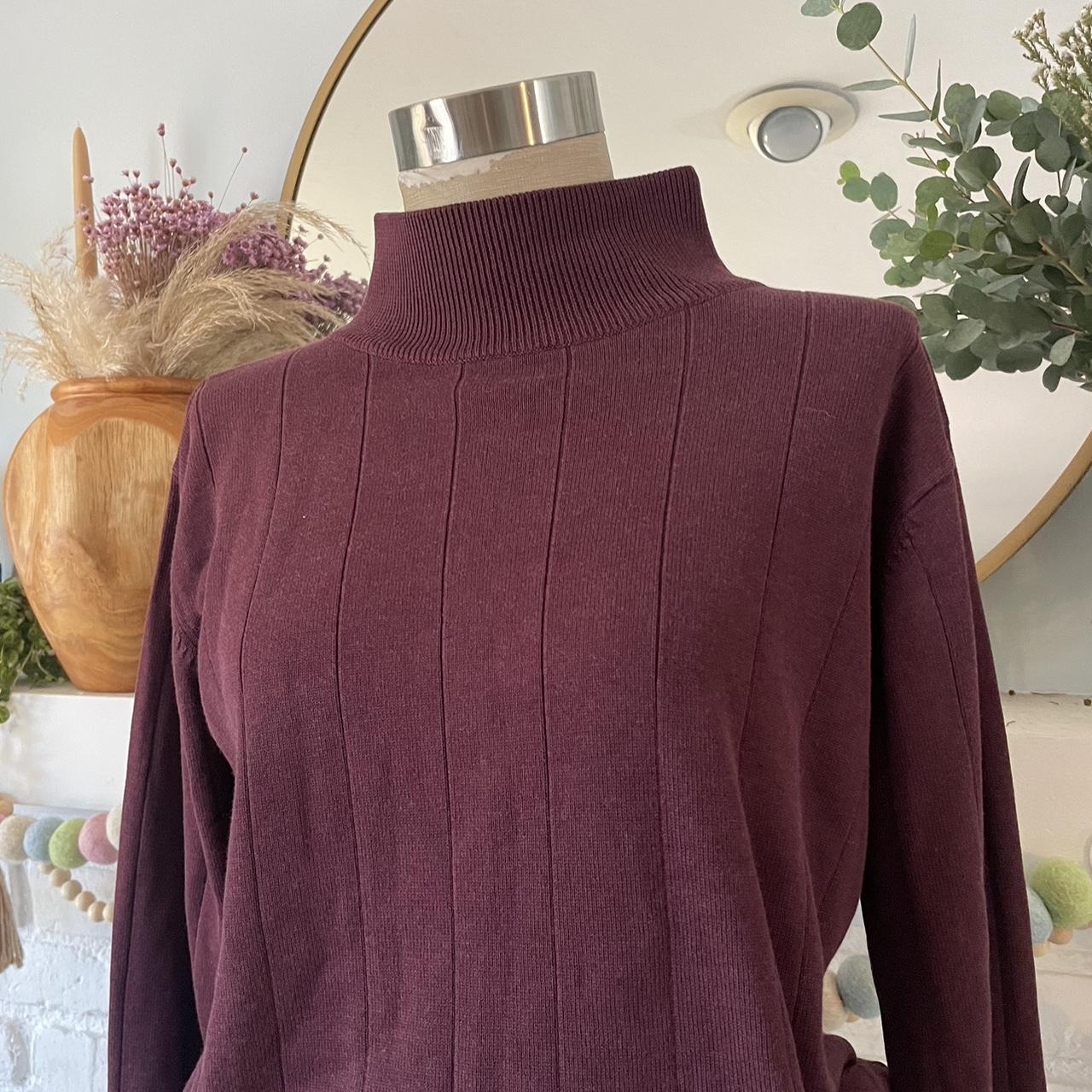 Ribbed mock neck sweater burgundy size small Fun... - Depop