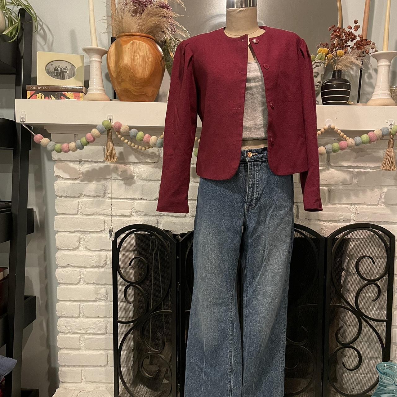 Vintage cropped red blazer size small The most... - Depop