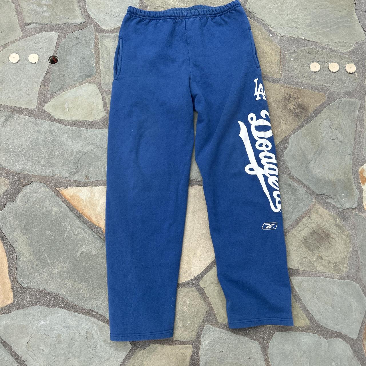 vintage y2k dodgers uncuffed baggy sweats says small... - Depop