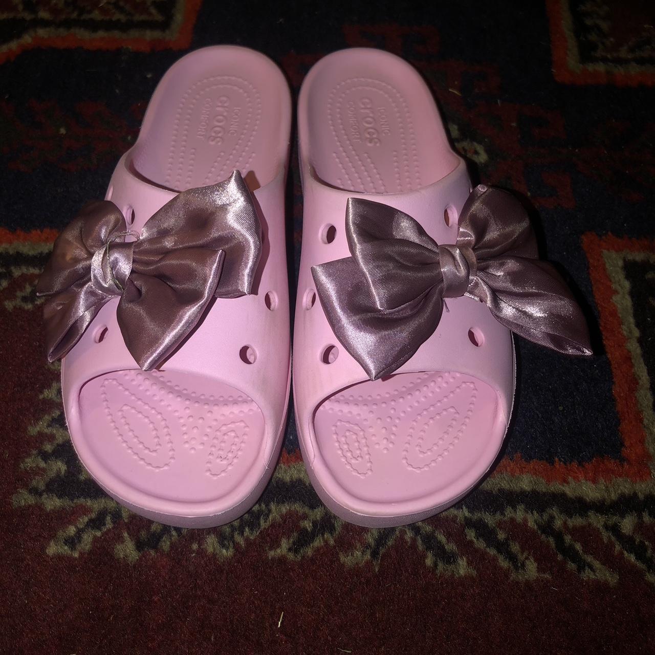 Super girly pink crocs platform slides with awesome... - Depop