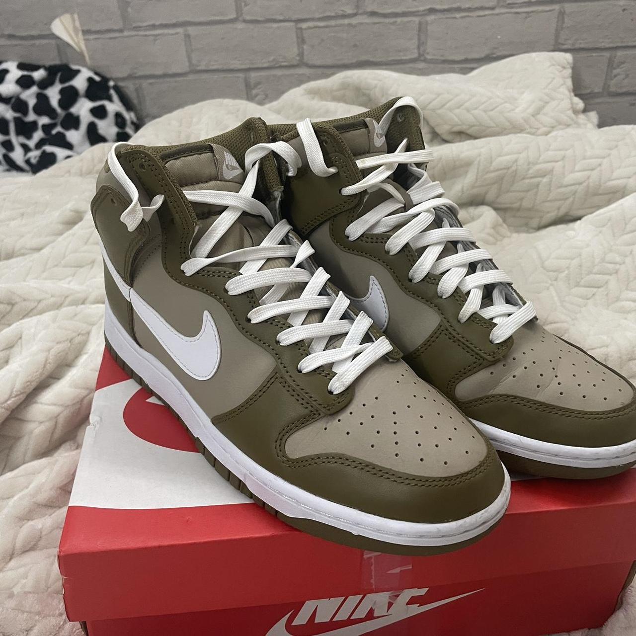 Nike Mocha Green Dunk Highs Size 8 Worn Once Look... - Depop
