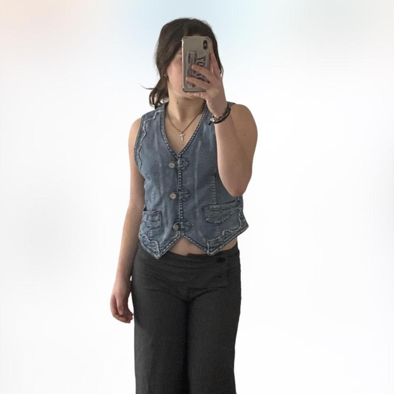 The most insane vintage denim vest Super similar... - Depop