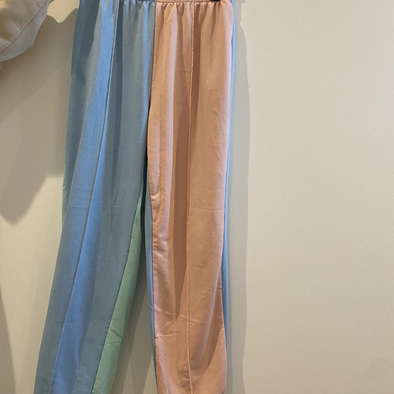 SHEIN Split color block Pants - BLUE, GREEN,... - Depop