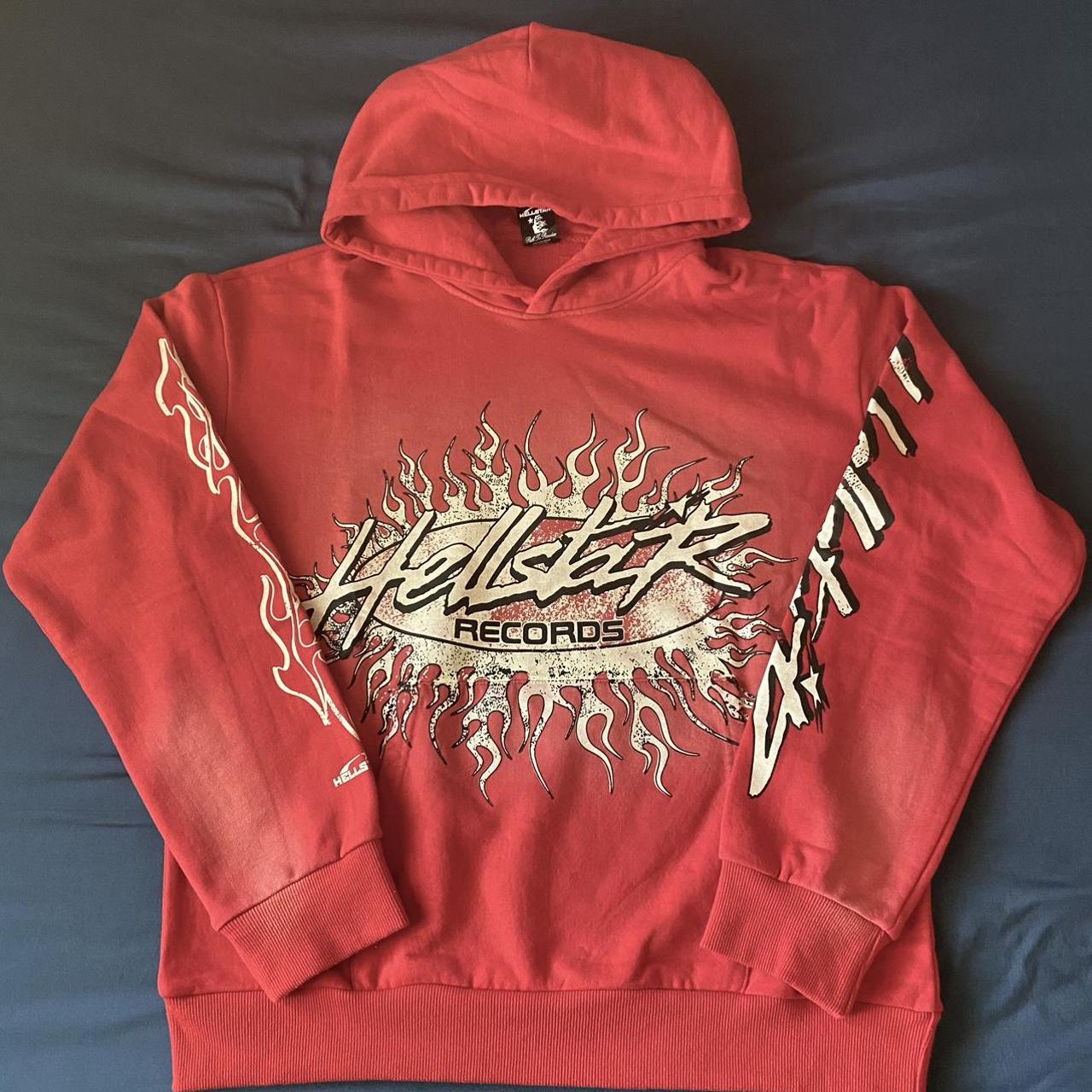 Hellstar Records Hoodie Red Brand new Size L Fast... - Depop