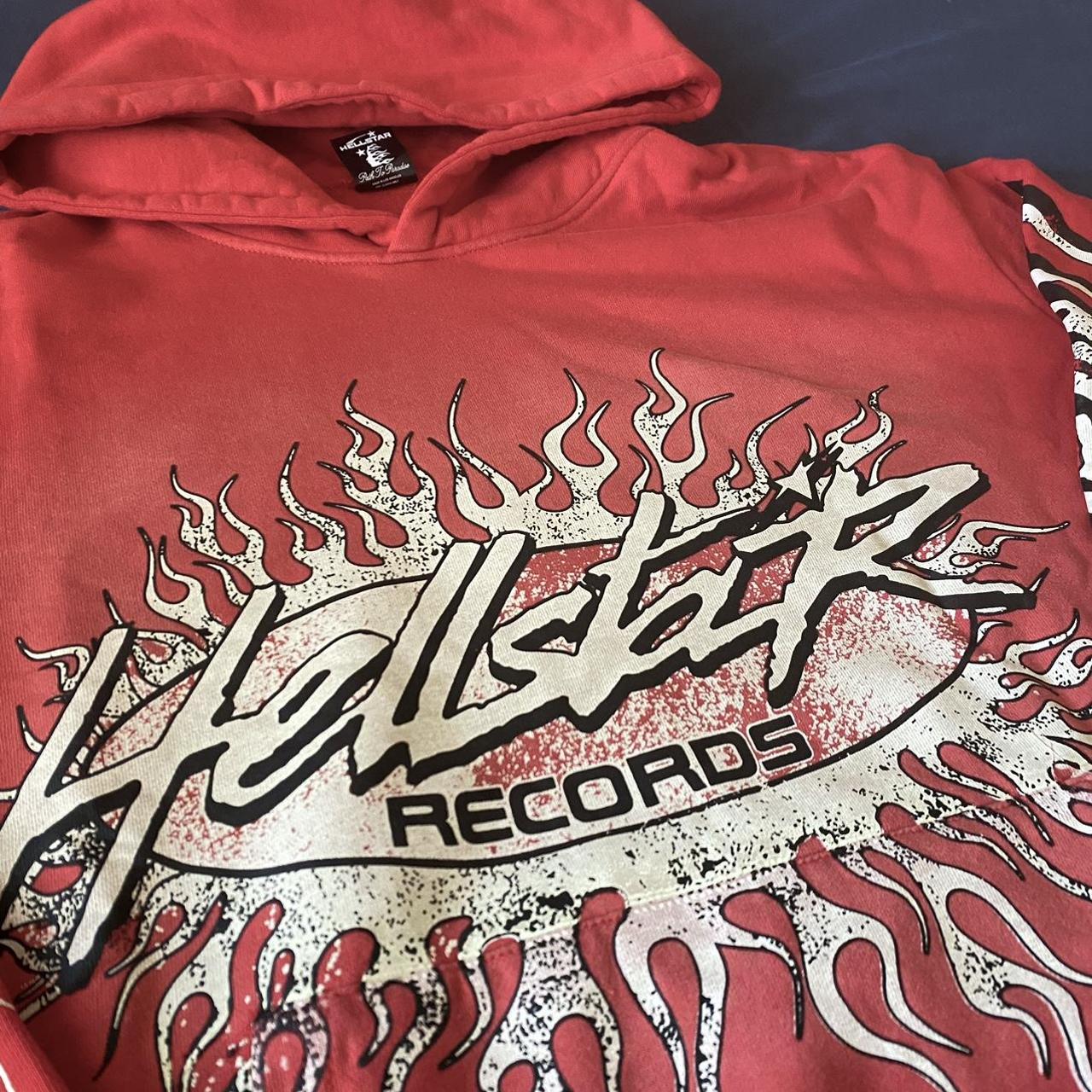 Hellstar Records Hoodie Red Brand new Size L Fast... - Depop