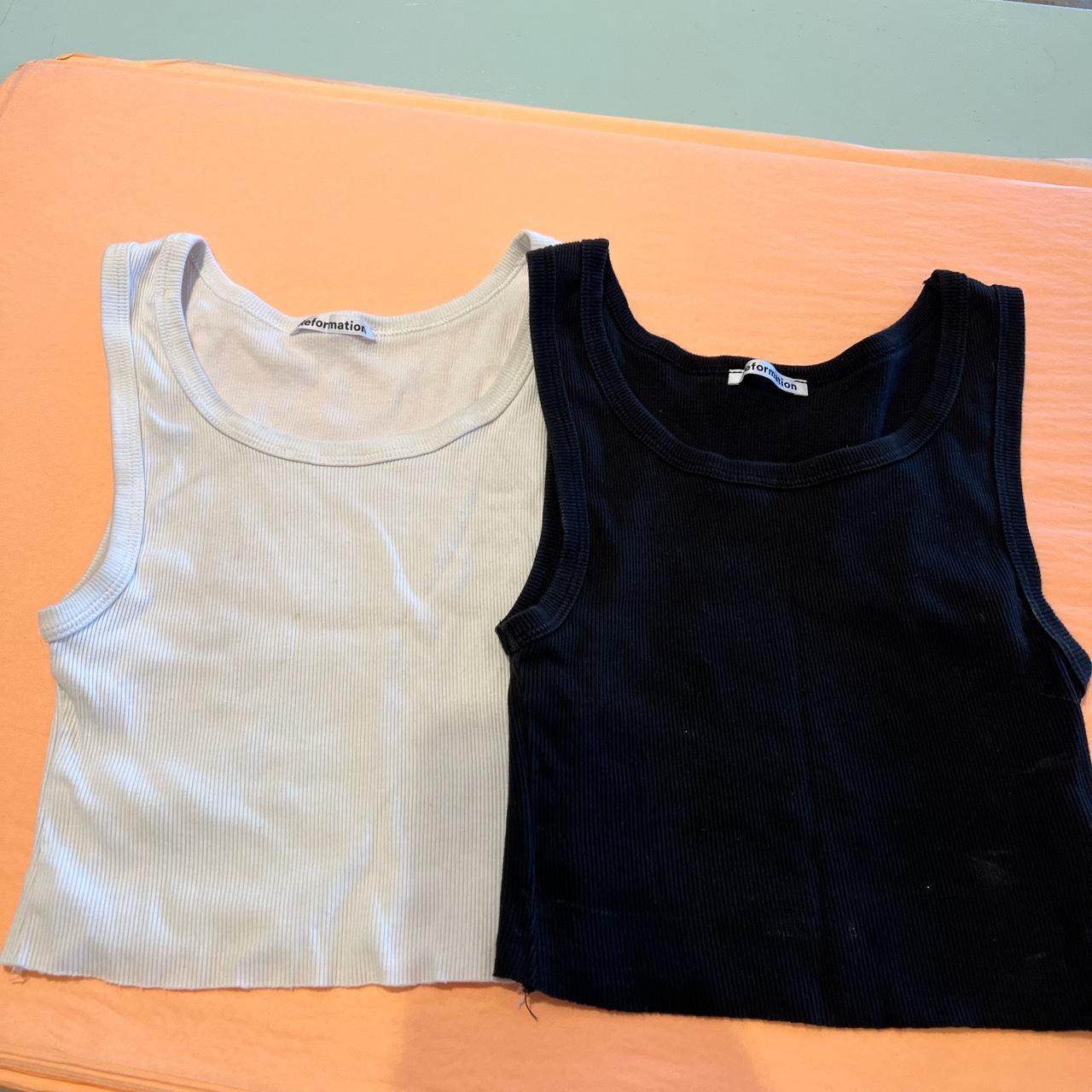 Reformation crop tanks Black & White slightly worn... - Depop