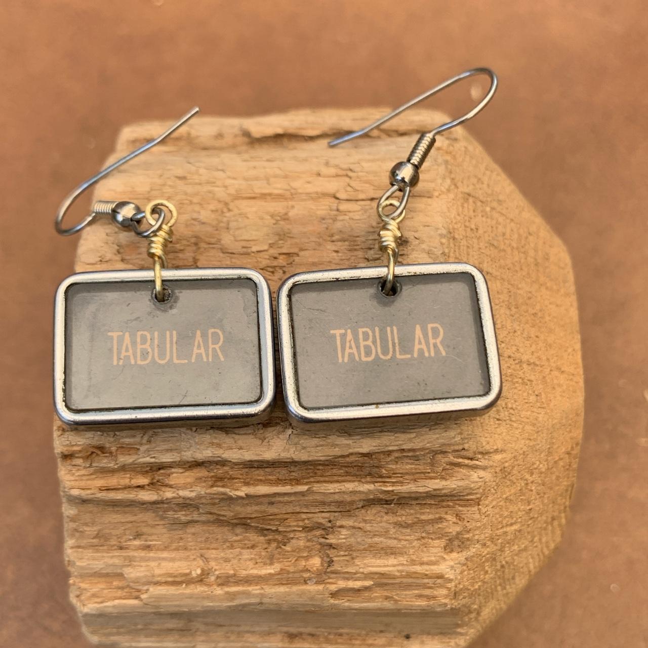 Tabular typewriter key earrings Handmade using... - Depop