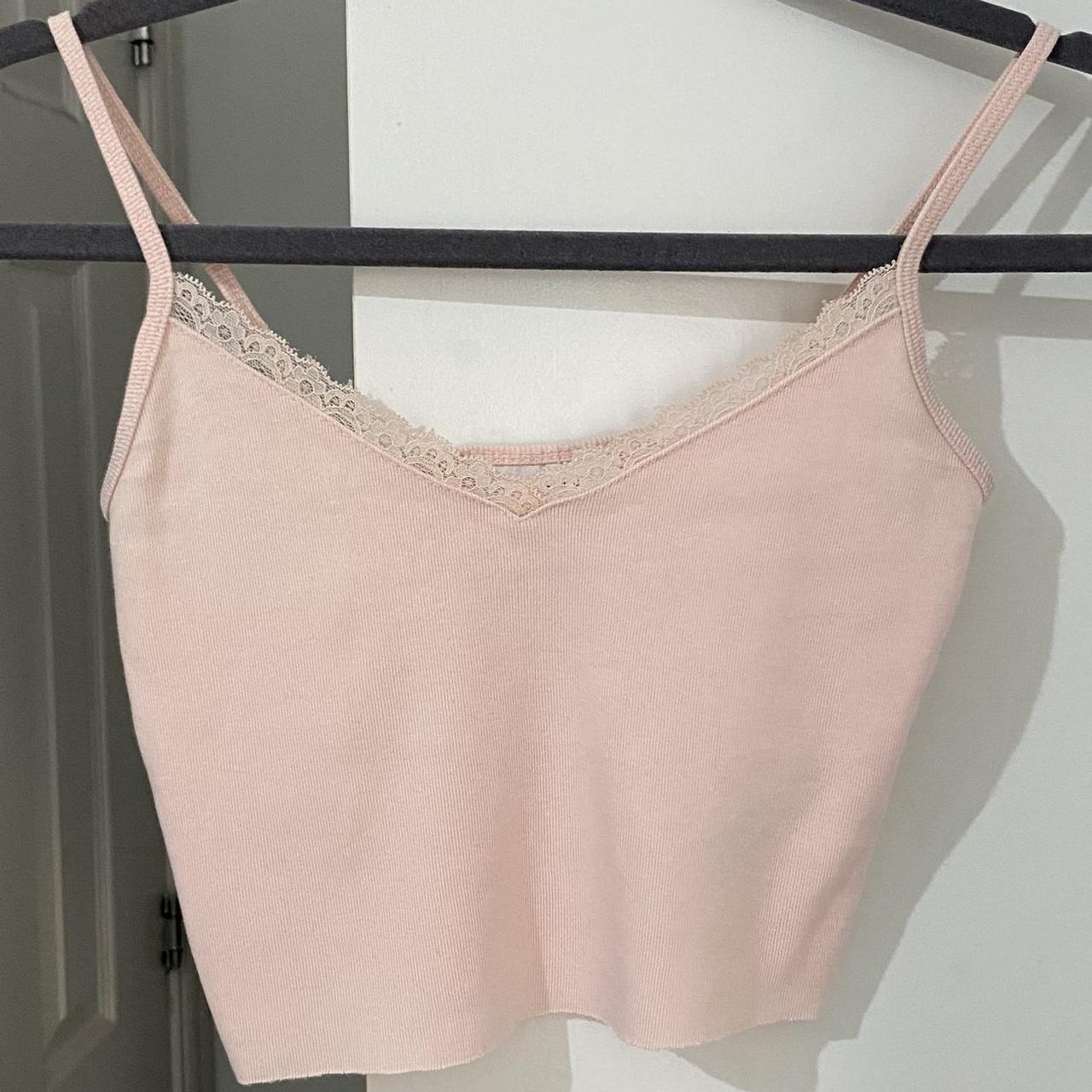 Topshop baby pink lacey cropped cami. Seen on UK... - Depop