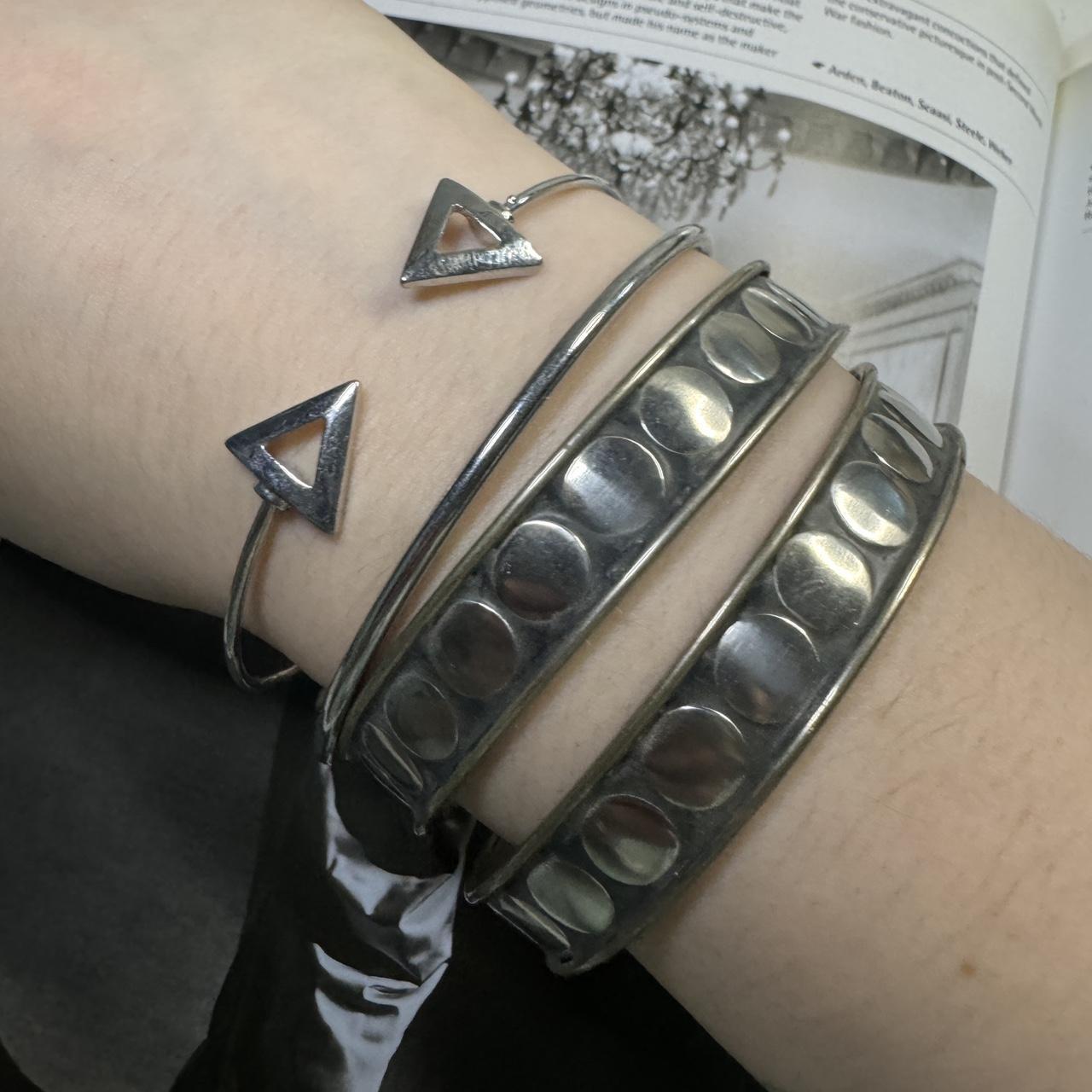 Silver triple bangle bracelet set. 1£ extra for a... - Depop