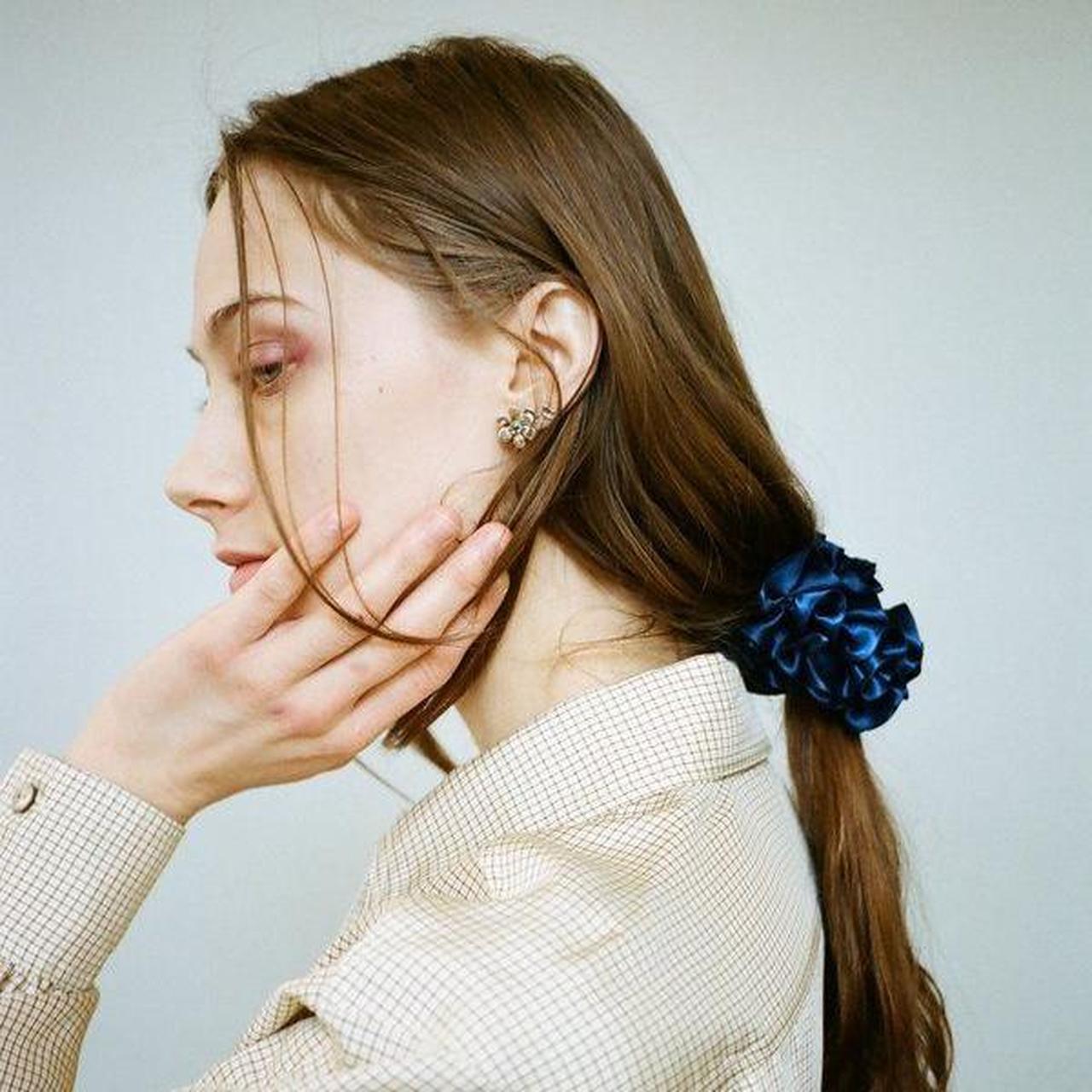 Maryam Nassir Zadeh Navy Carnation Scrunchie,... | Depop