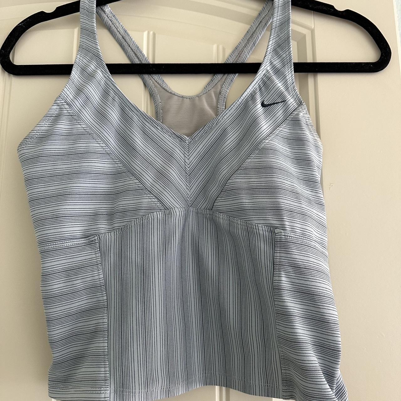 Blue striped 2000s Y2K thrifted Nike razor back crop... | Depop