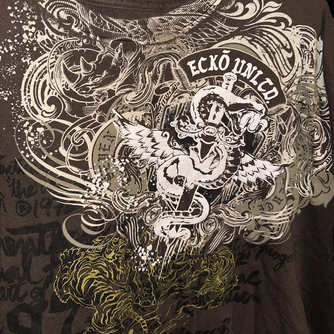 Vintage brown Echo t-shirt Size 2x Large #y2k... - Depop