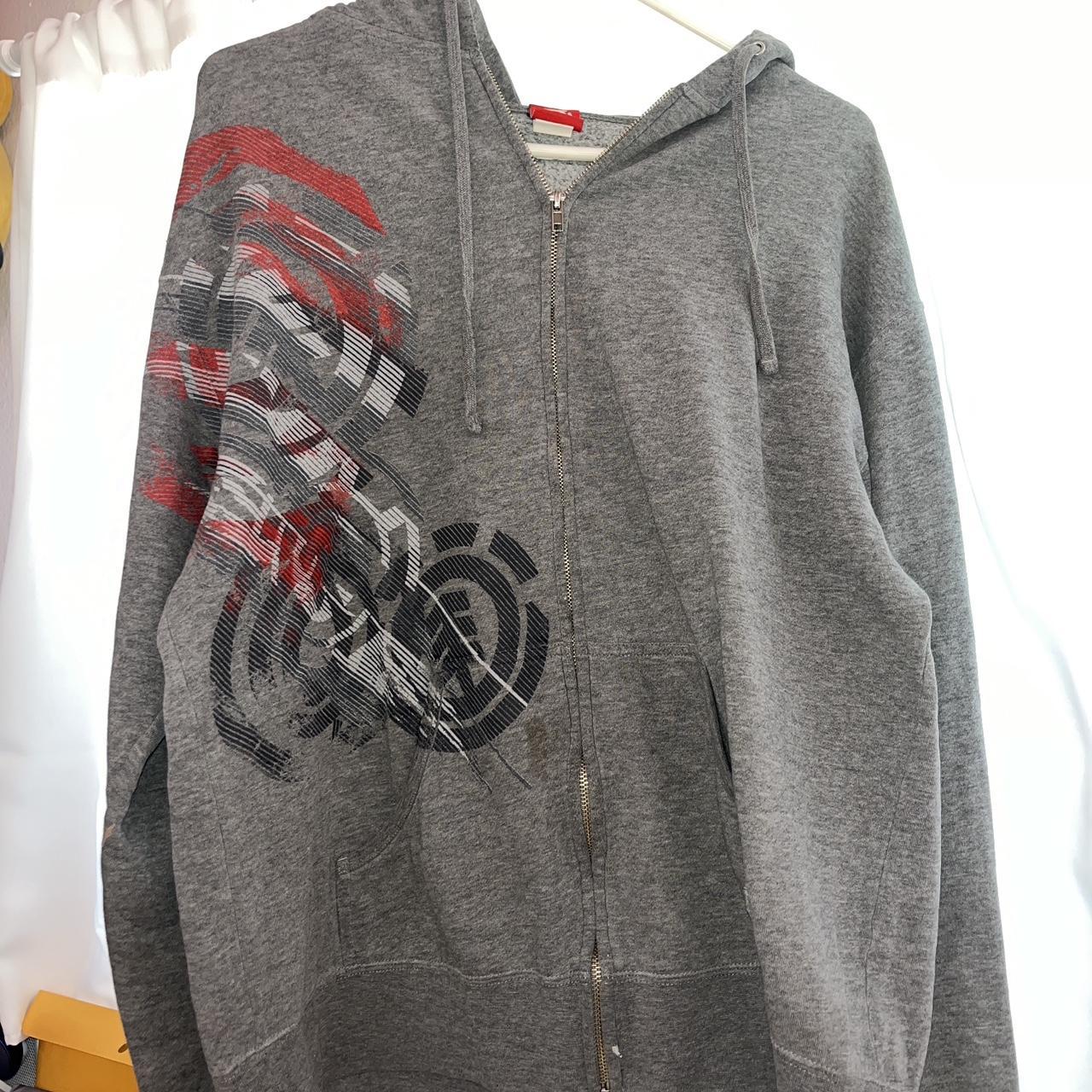 Dark grey Element skateboard zip-up with cool logo... - Depop