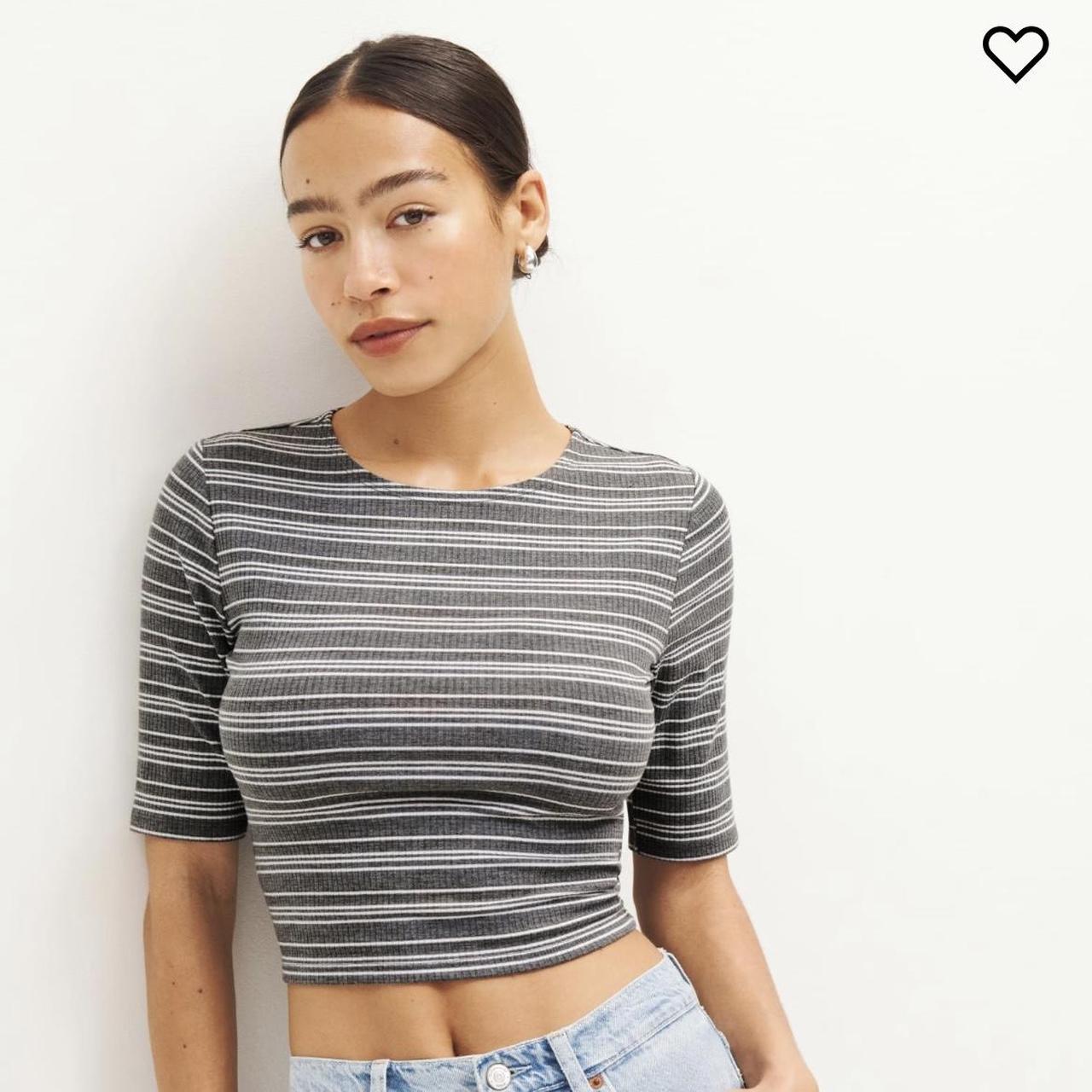 BNWT Reformation Everet Knit Top in Grey Stripe Size... - Depop