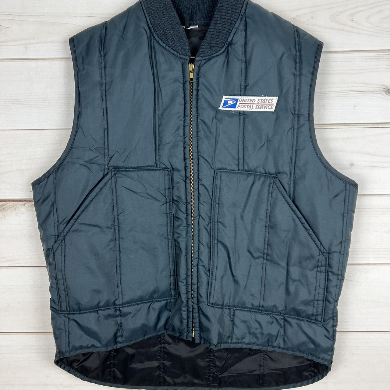 Vintage Post Office Puffer Vest Jacket. Full zip... - Depop