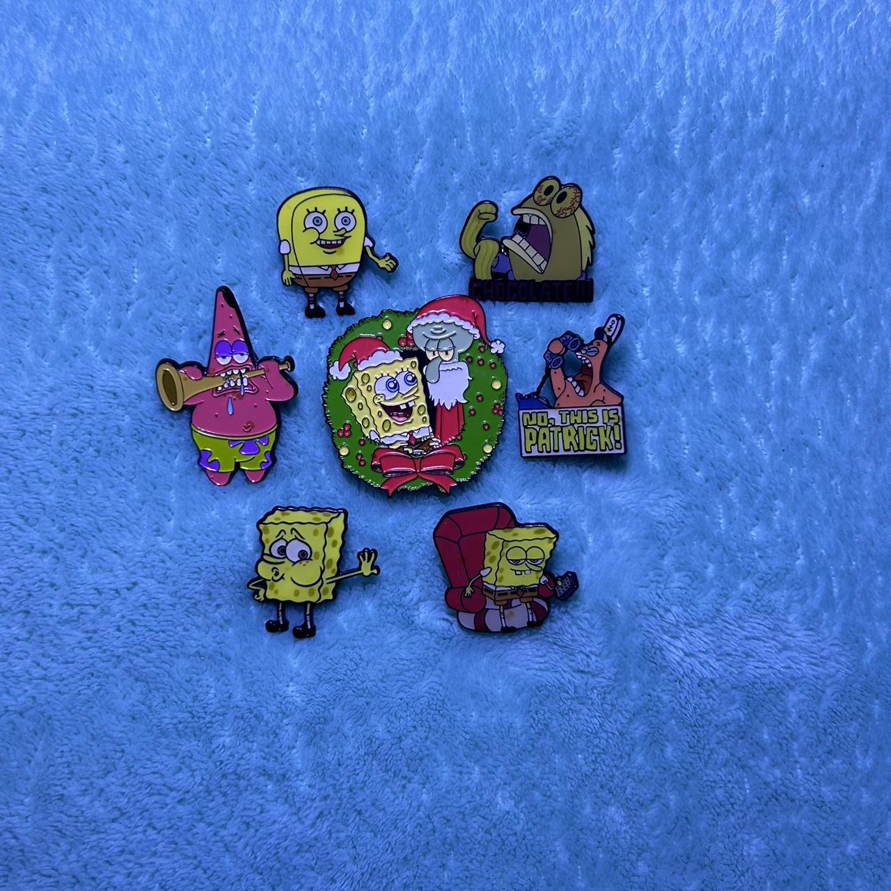 SpongeBob pin set! 7 SpongeBob themed enamel pin... - Depop