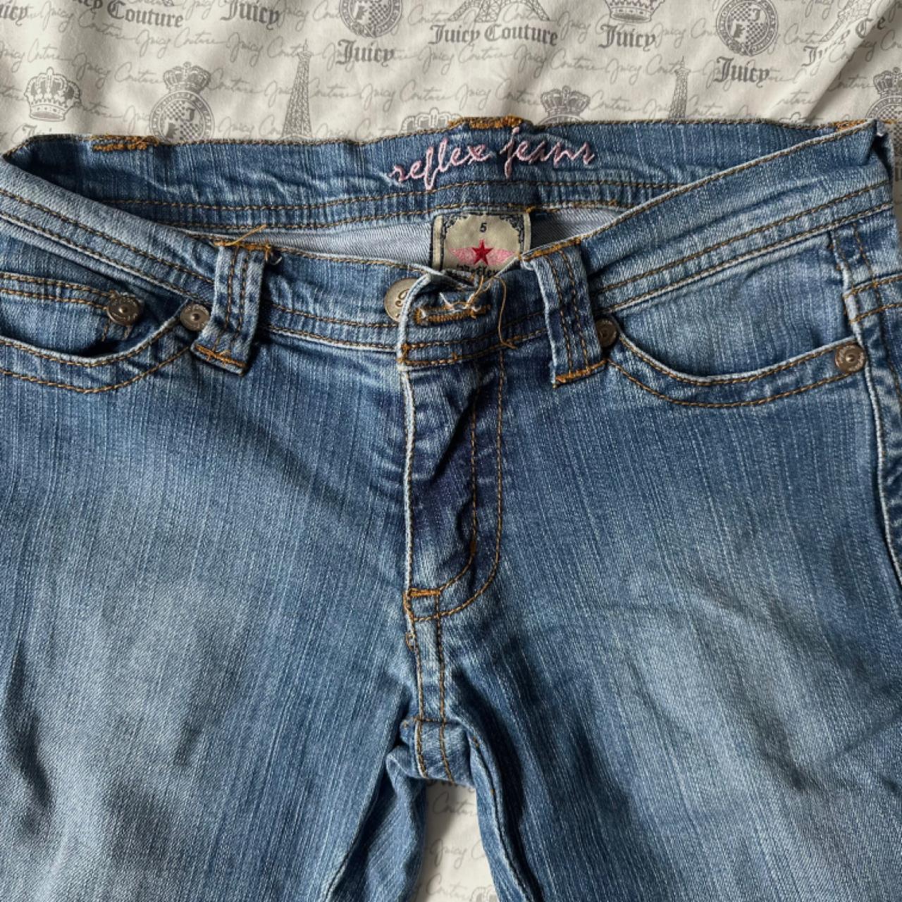 reflex jeans low rise with rhinestones on back... - Depop