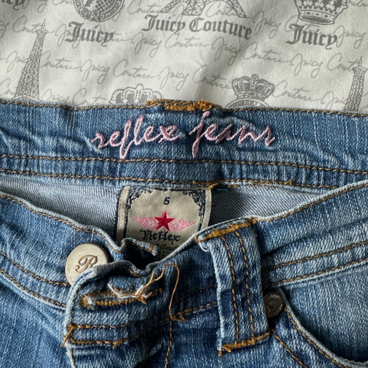 reflex jeans low rise with rhinestones on back... - Depop