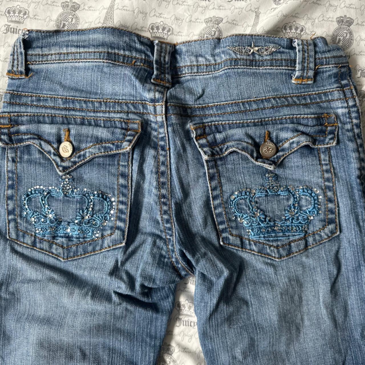 reflex jeans low rise with rhinestones on back... - Depop