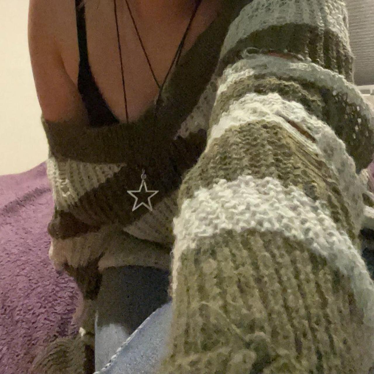 Green and white striped sweater #stripes #fairycore... | Depop