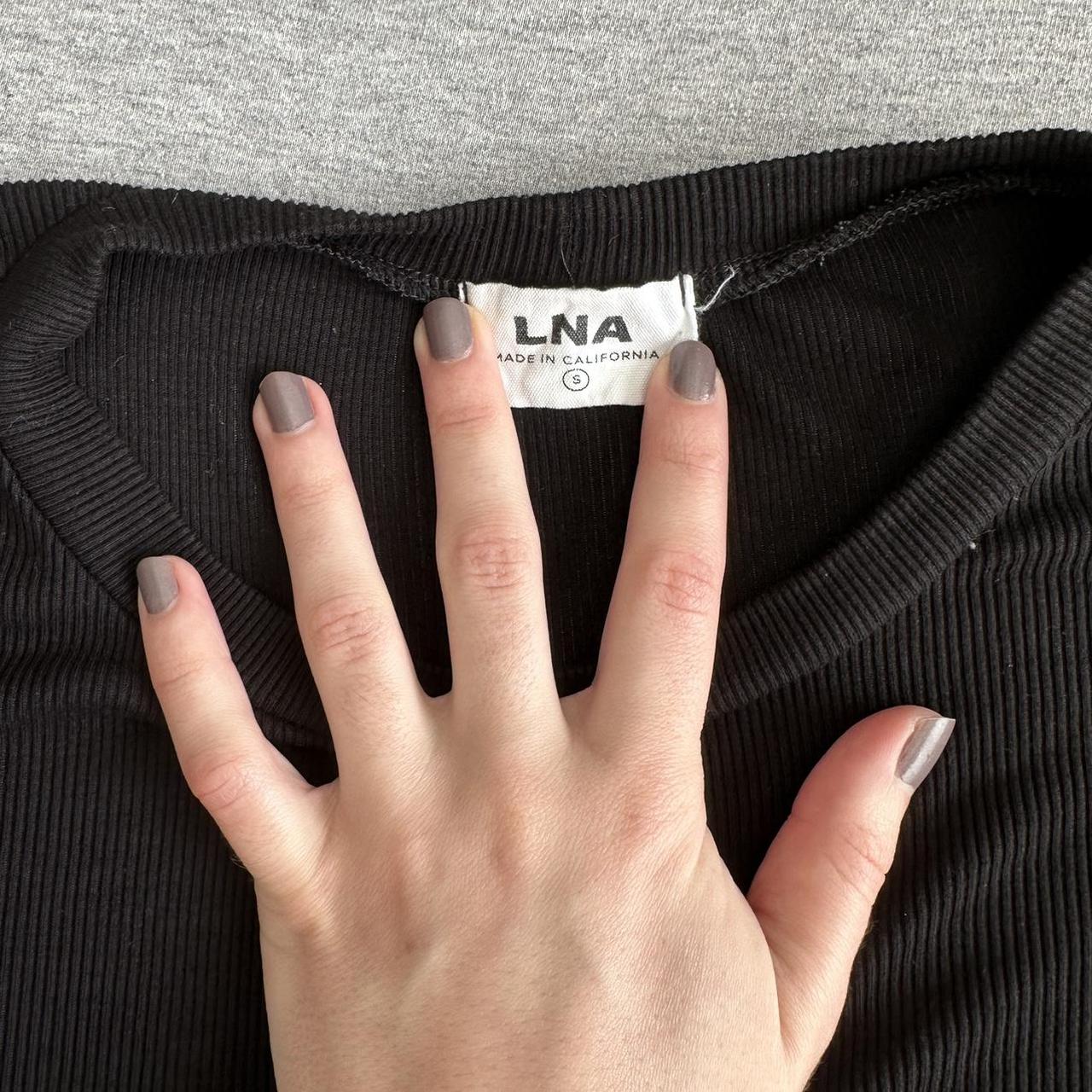 LNA black ribbed cropped tee size S no flaws #LNA... - Depop