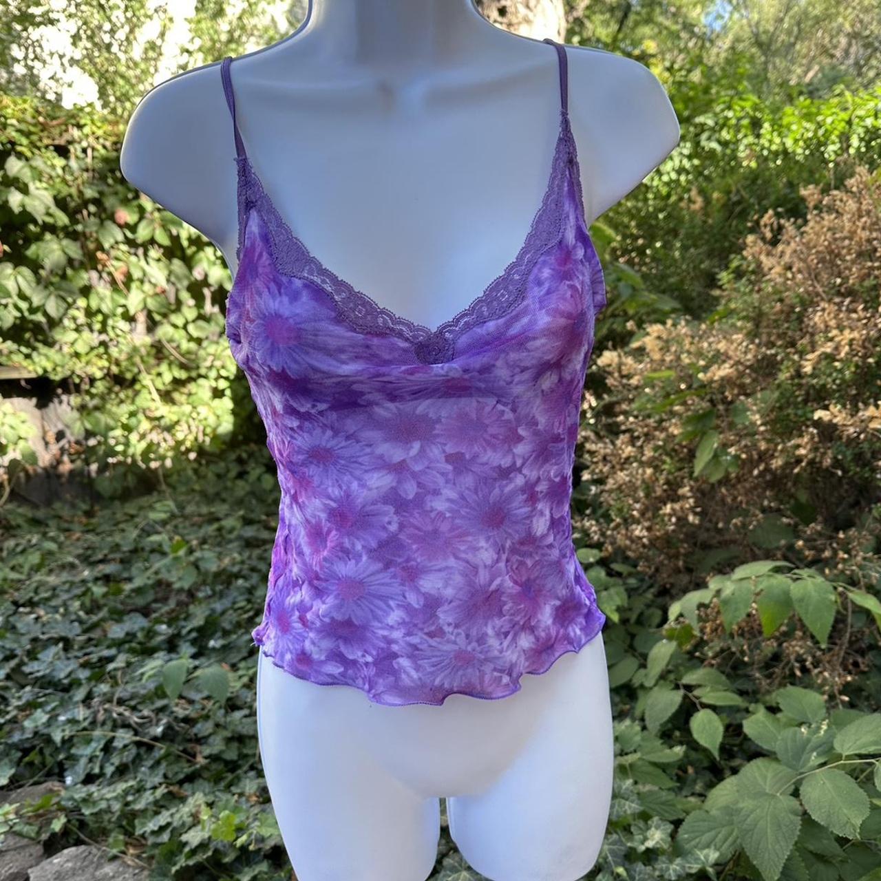Micro Mesh Digital Print Floral Tank Adorable Depop