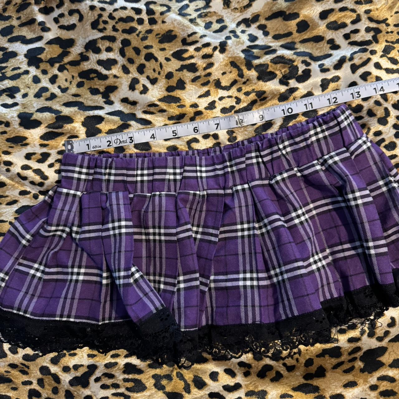 super cute purple plaid micro mini skirt with lace... - Depop