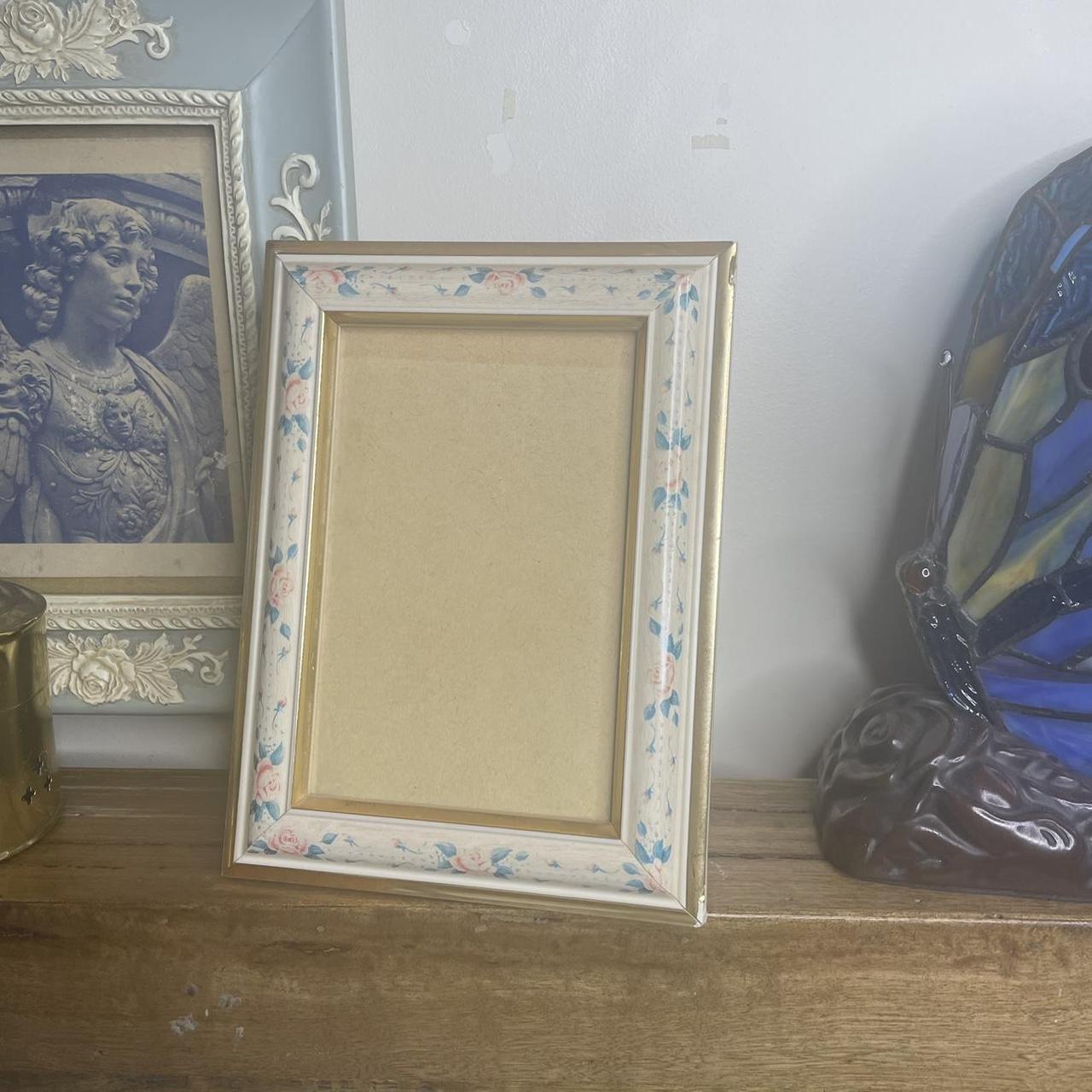 Floral coquette bordered frame in cream... - Depop