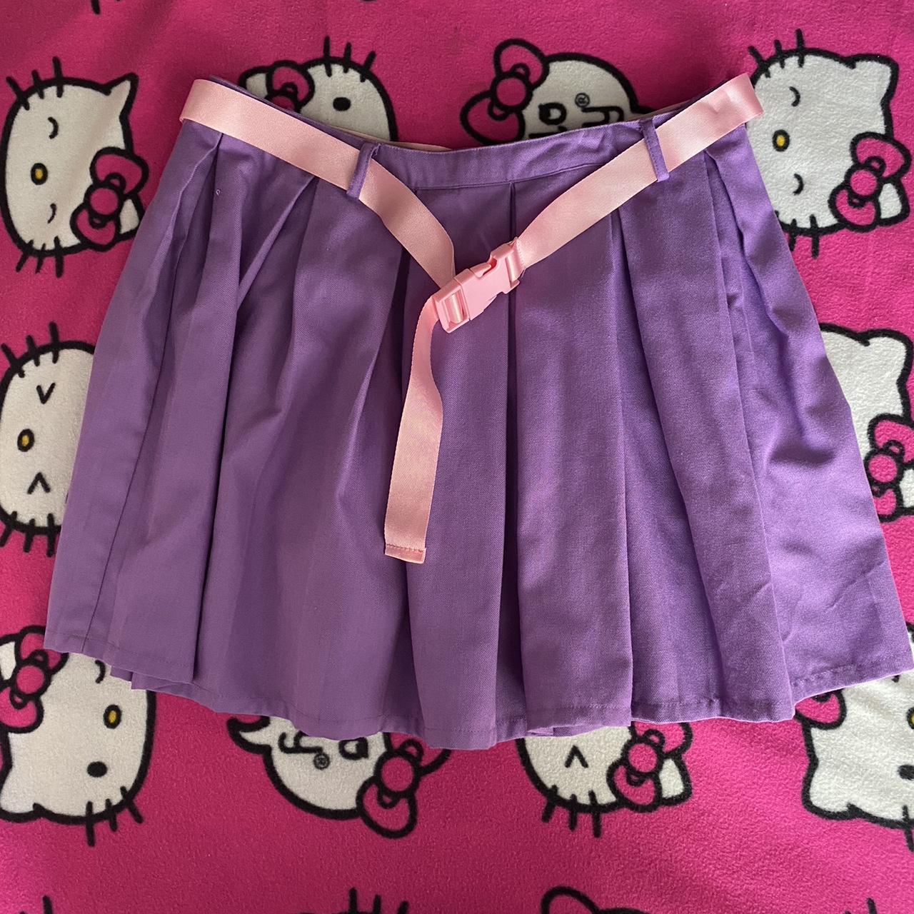 purple pleated skirt from hot topic comes with pink... - Depop