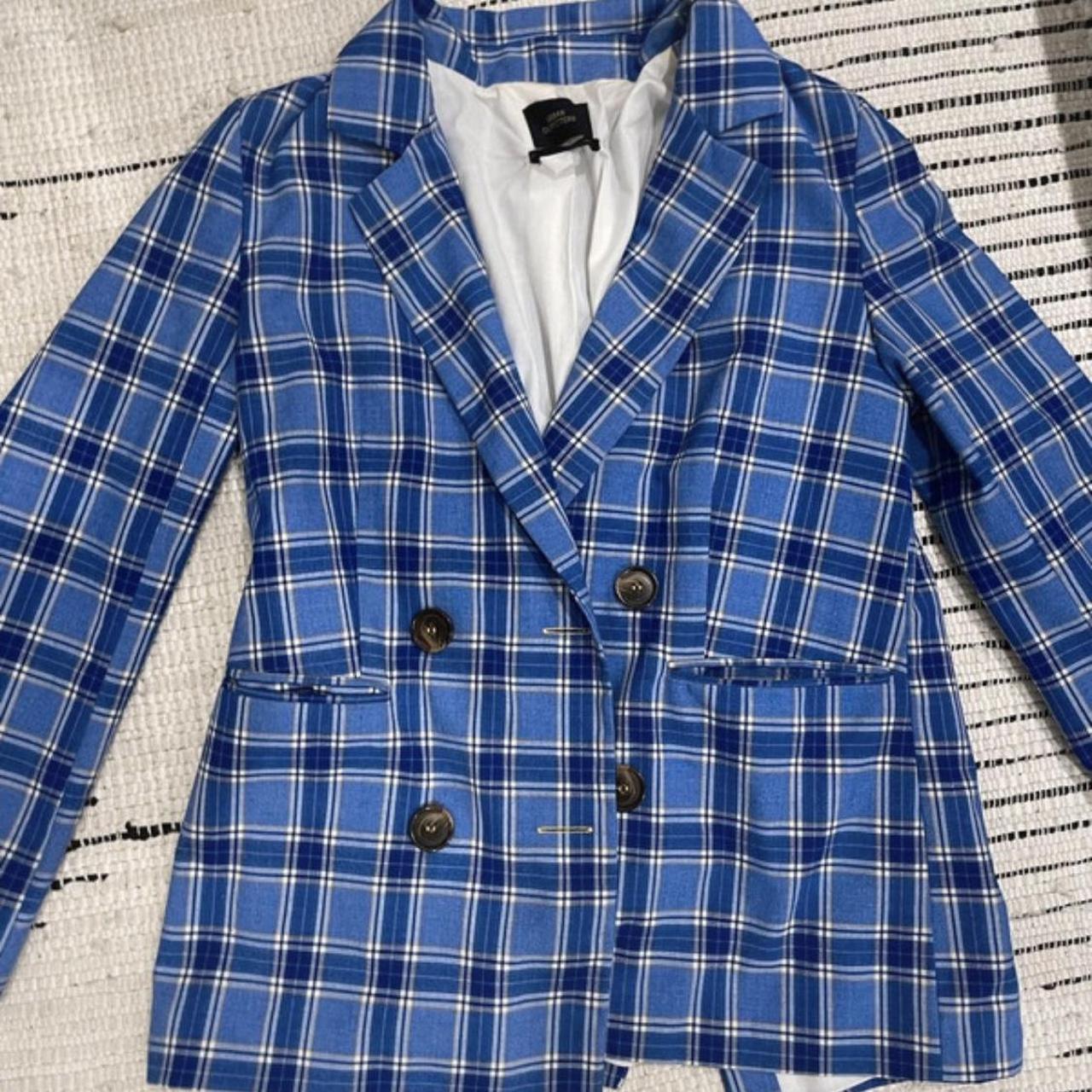 Urban outfitters blue blazer Size 8 Checked blazer... - Depop