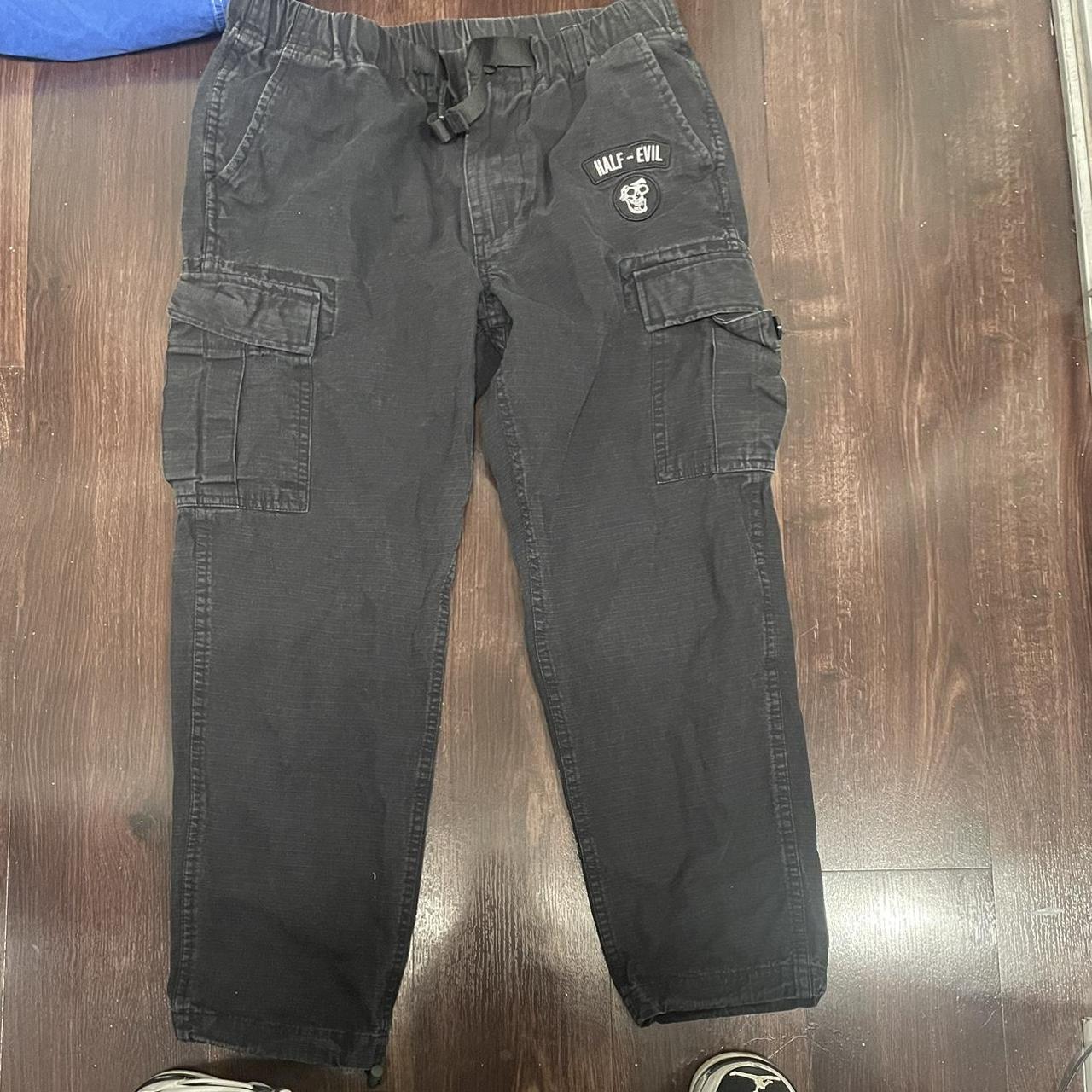 Half evil 333 cargo pants adjustable waist and... - Depop