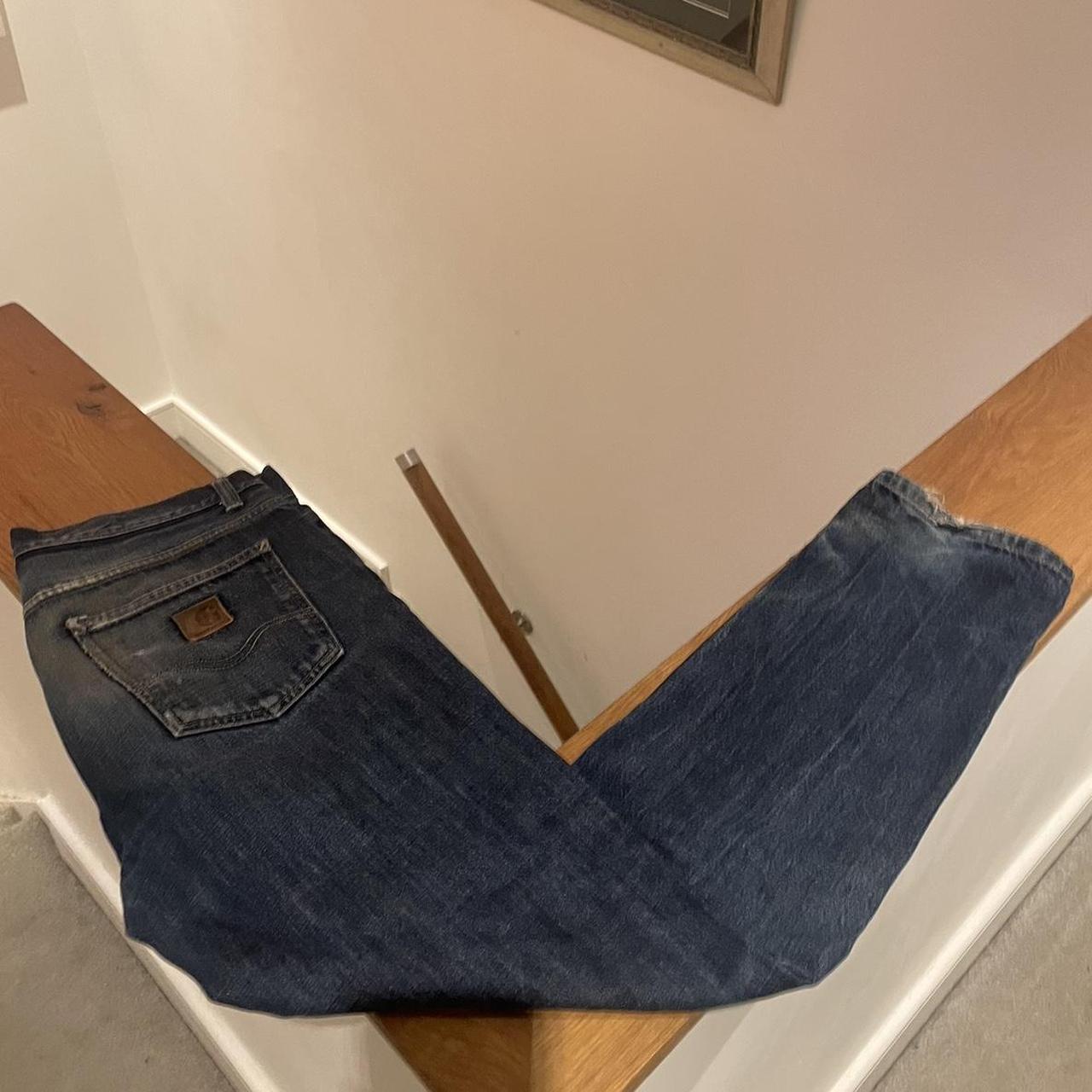 carhartt wip texas pants 31x32 worn pair of jeans,... - Depop