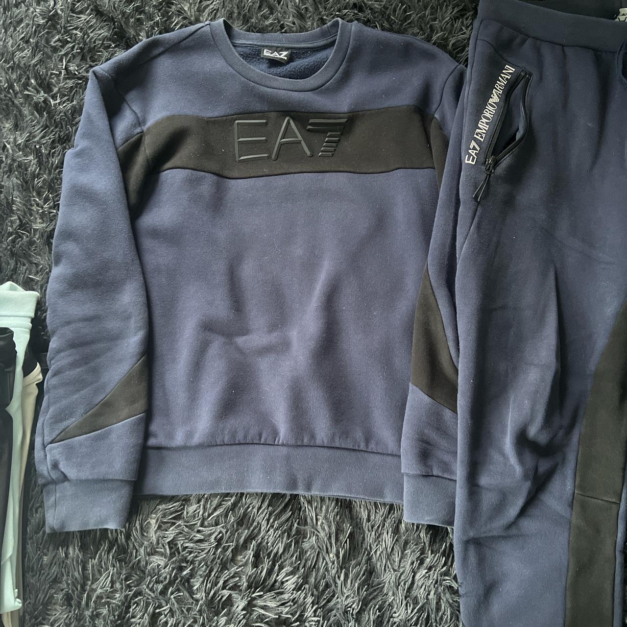 Men’s medium navy blue/black ea7 tracksuit Very... - Depop