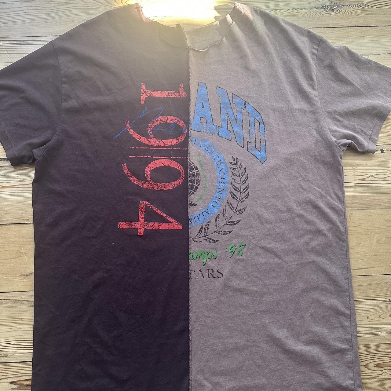 Half split brown shirt w cut neck Literally cut the... - Depop