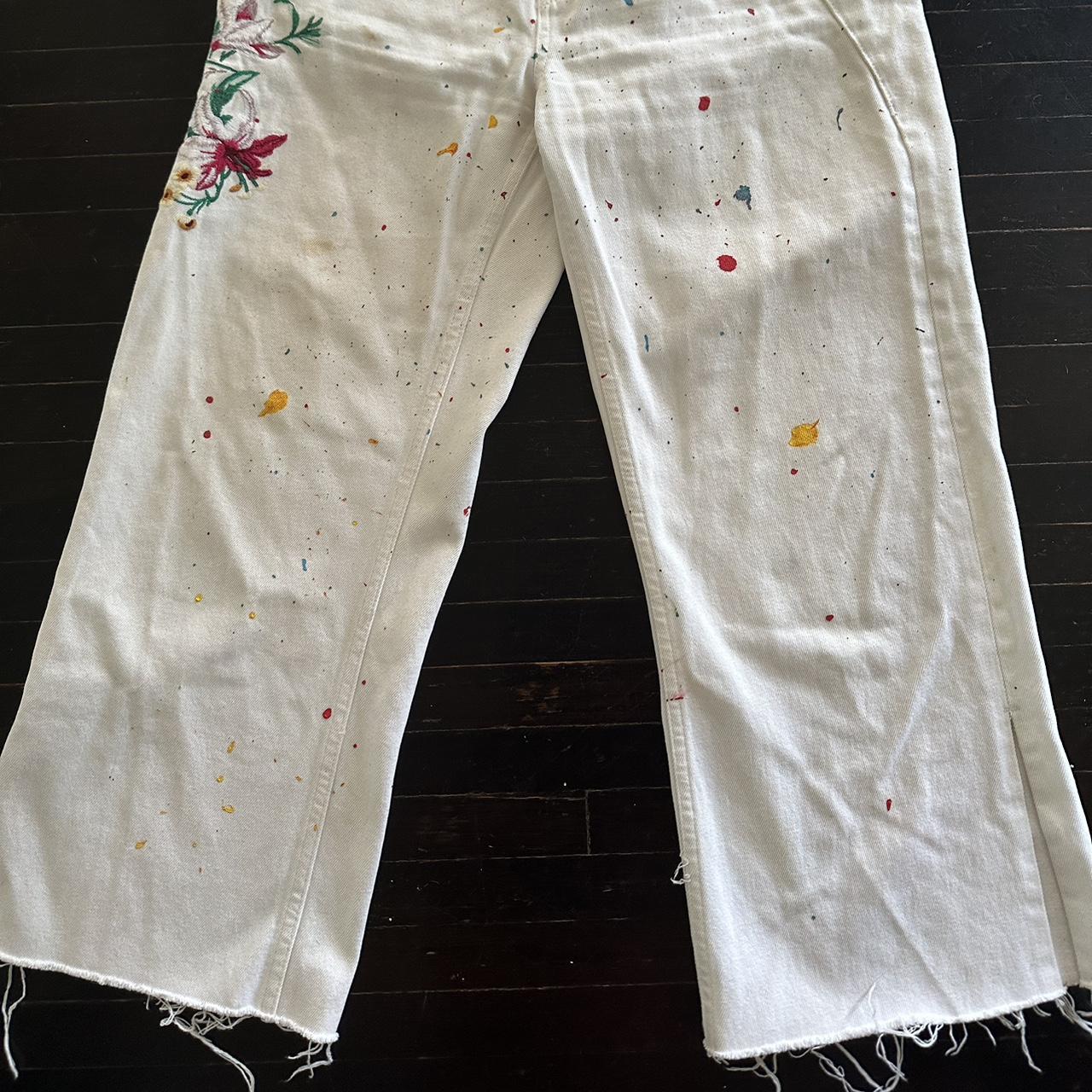 Zara deadstock paint splatter white jeans 🎨🎨. These... - Depop