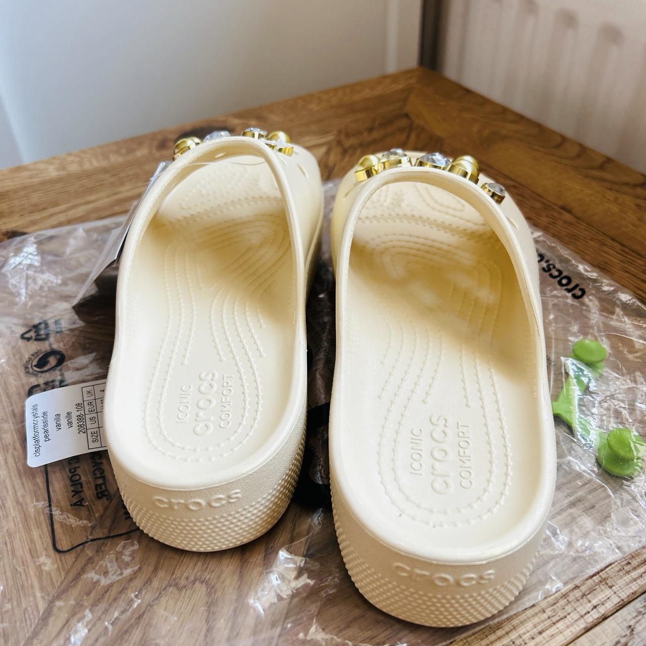 Crocs Women’s Pearl Gem Platform Slides Vanilla... - Depop