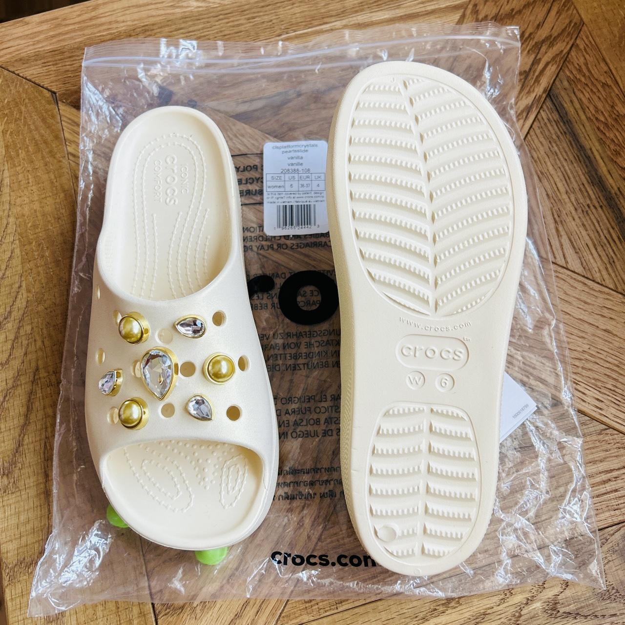 Crocs Women’s Pearl Gem Platform Slides Vanilla... - Depop
