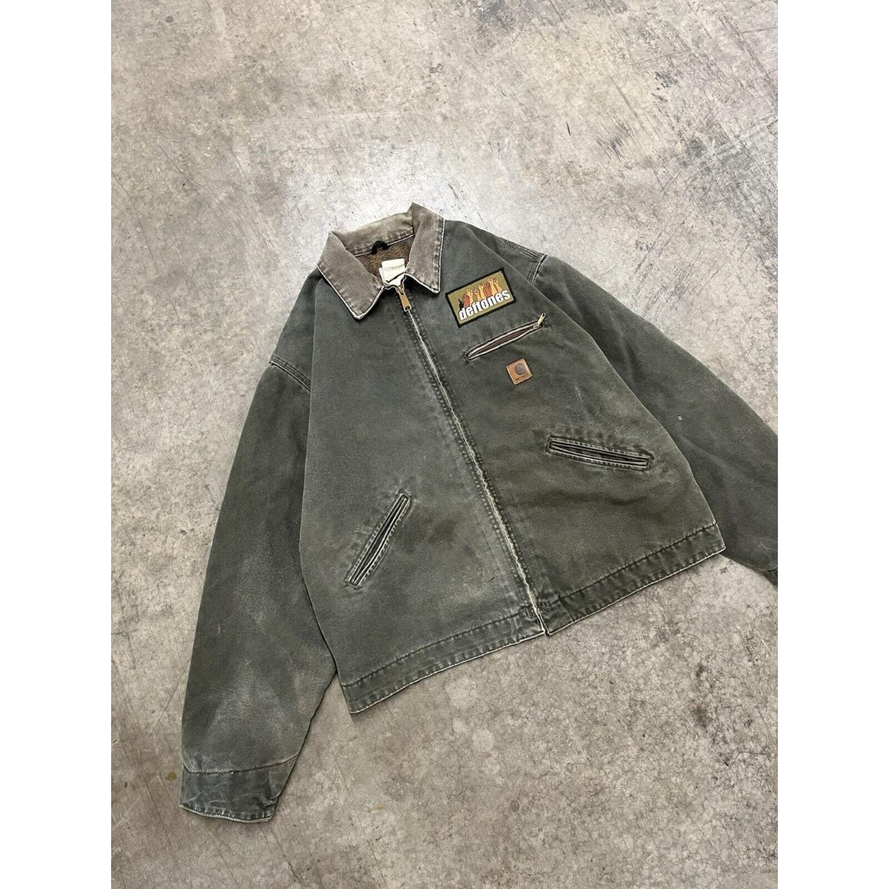 vintage carhartt j97 mos green detroit jacket XL... - Depop