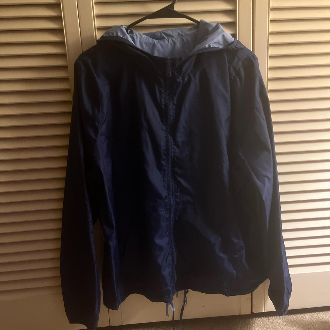Navy and blue reversible windbreaker... - Depop